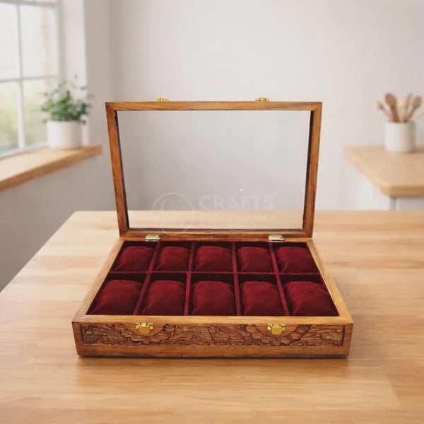 10 Watches – Carving – Glass Top – Crafts Emporium